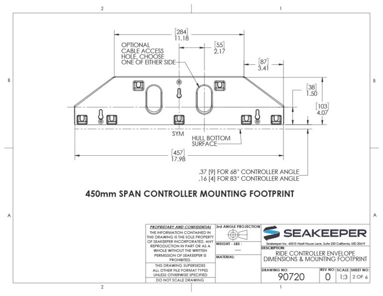 Seakeeper Ride | Controller Footprint & Envelope Drawings Including ...