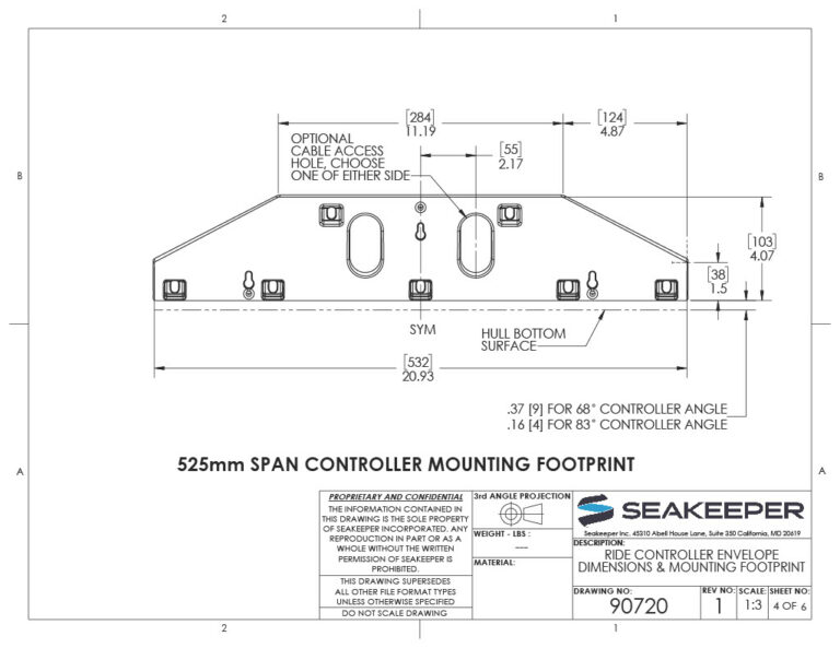 Seakeeper Ride | Controller Footprint & Envelope Drawings Including ...
