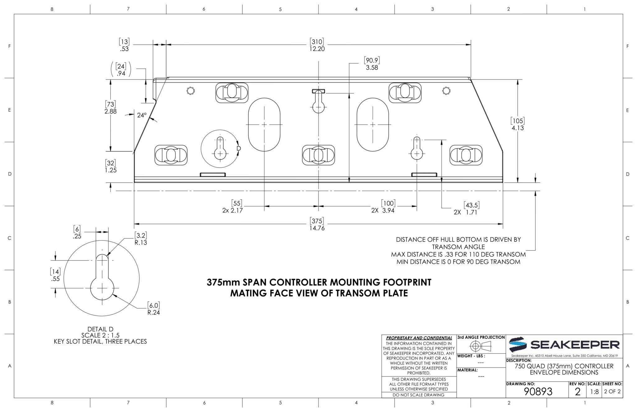 Seakeeper Ride | Controller Footprint & Envelope Drawings Including ...
